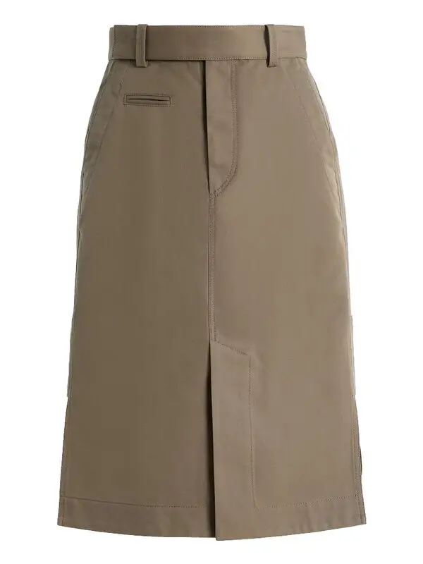 Bottega Veneta Cotton And Silk Gabardine Midi Skirt Desert Taupe - Sand