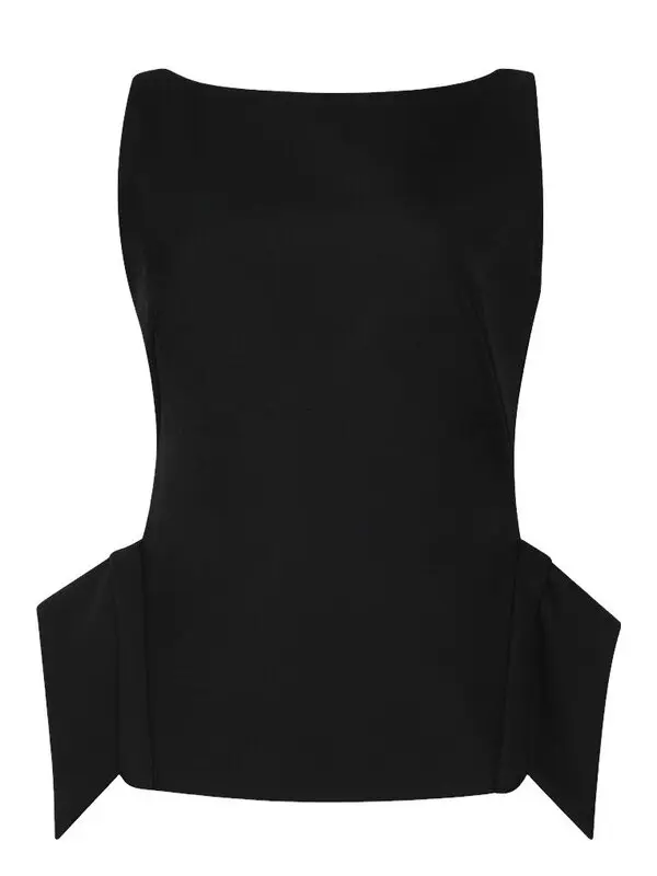 RÓHE Sleeveless Boat Neck Top With Lapel Detailing - Black