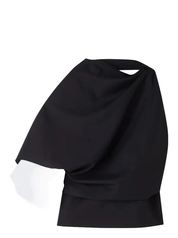 RÓHE Draped Open Back Single Sleeve Top - Black