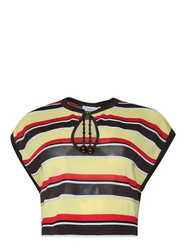 Rabanne Striped Knit Top Yellow - A