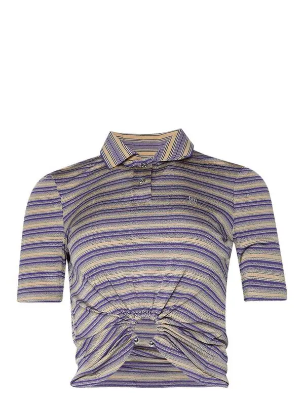 Rabanne Embellished Striped Polo Shirt - Multi