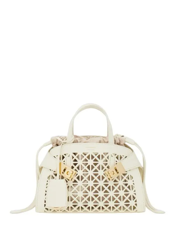 FERRAGAMO Laser Cut Mini Hug Handbag - Blue