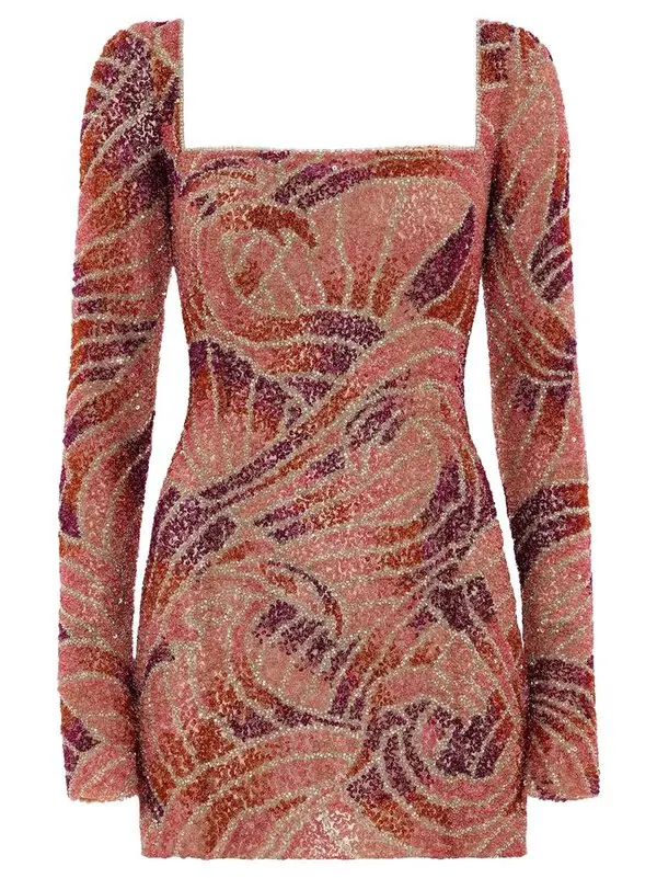 CLIO PEPPIATT Embellished Wave Mini Dress - Pink