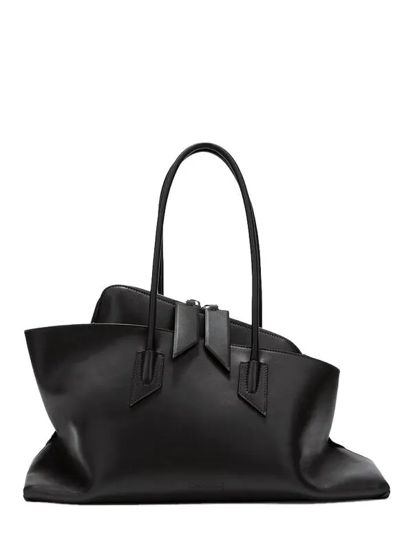 Attico La Passeggiata Medium' Top Handle Bag Suede - Black