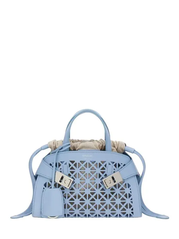 FERRAGAMO Laser Cut Hug Handbag - White