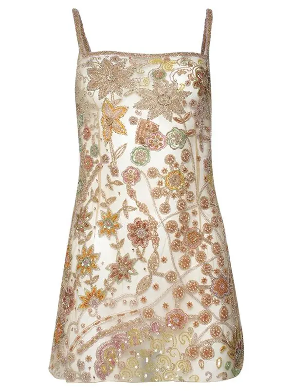 CLIO PEPPIATT Embellished Sheer Mini Dress - Yellow