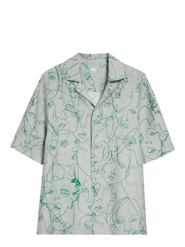 Bottega Veneta Face Doodle Shirt Pearl Grey And Grass - Gray