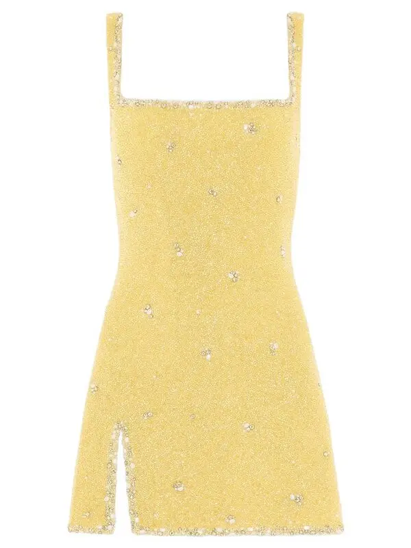 CLIO PEPPIATT Athena Embellished Mini Dress - Yellow
