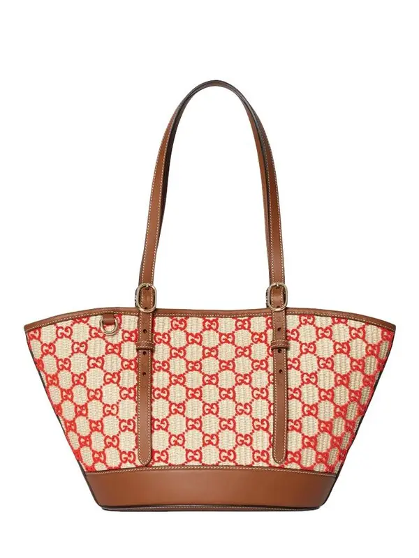 Gucci Woven Small Tote Bag - Orange