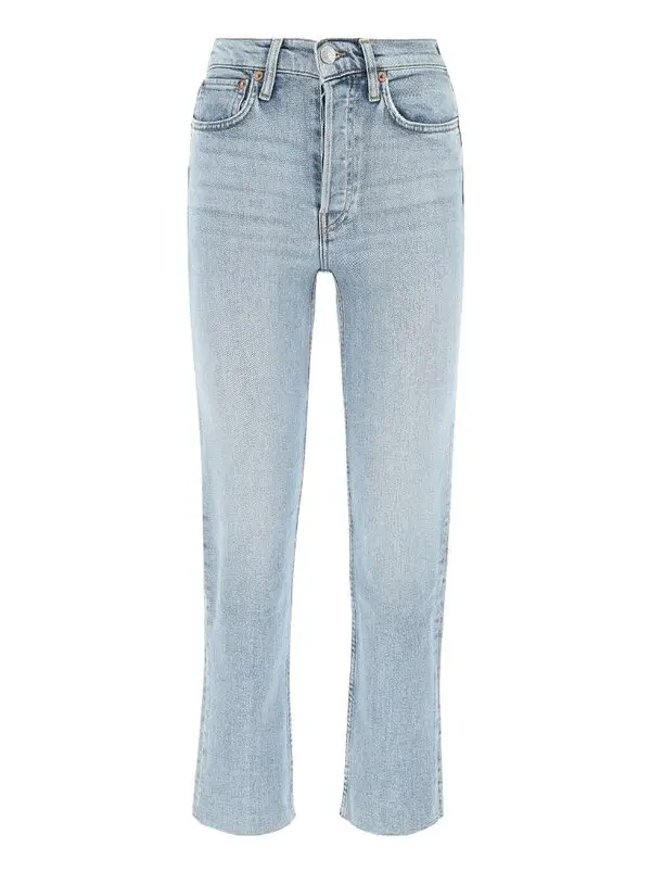 RE/DONE Mid-rise Straight Leg Jeans With Raw Hem - Gray