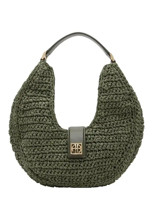 ANINE BING Lou Logo Plaque Shoulder Bag - Green