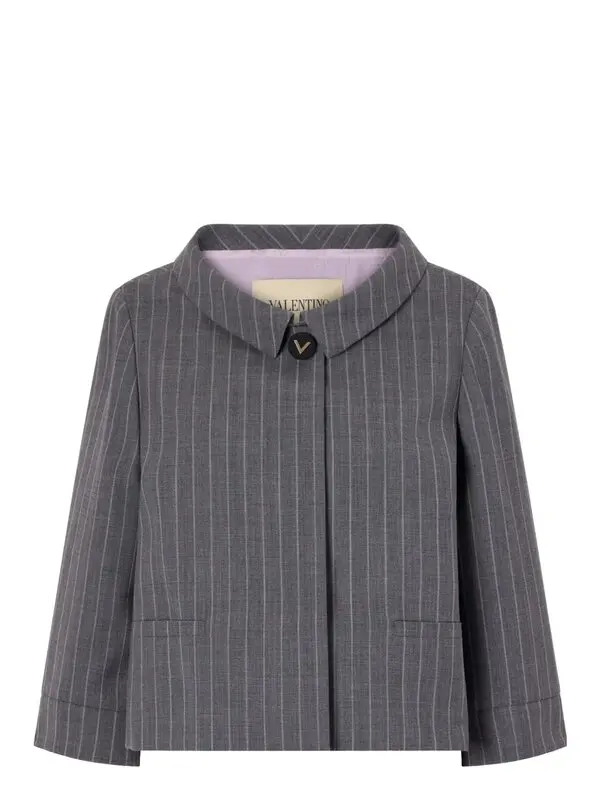 Valentino Garavani Striped Wool Jacket - Gray