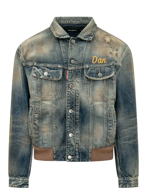 Dsquared2 Distressed Denim Trucker Jacket - Black