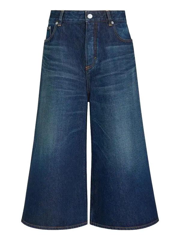 Alaïa Palazzo Wide-leg Denim Culottes - Light Blue