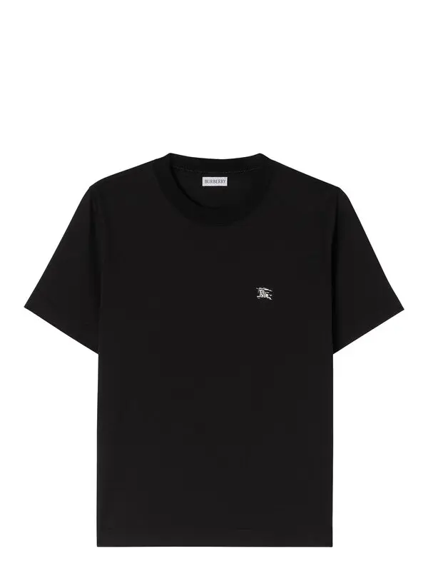 Burberry Cotton Embellished Equestrian Knight T-shirt - Black