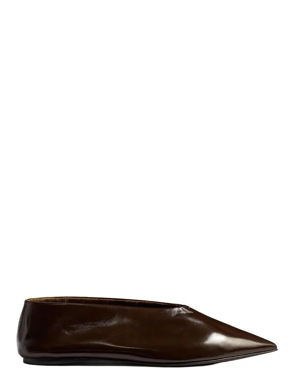 Khaite Miriam Ballerina In Glazed Leather - Cacao