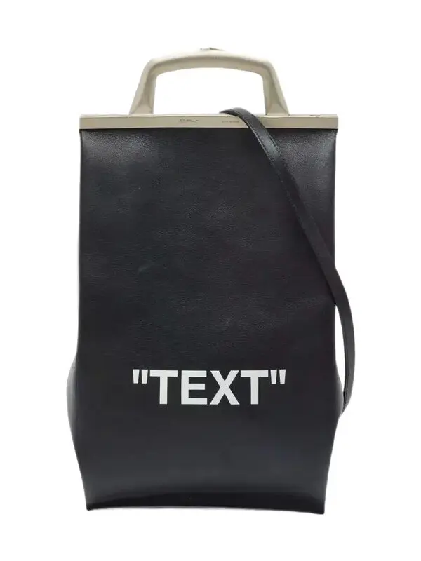 Off-White Leather Graphic Print Tote Bag - Black