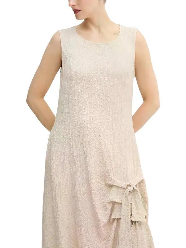 Joseph Ribkoff Crinkle Effect Ruffled Midi Dress - Neutrals