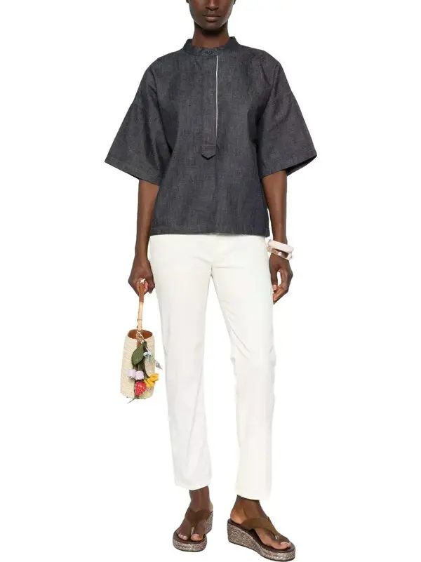 NINE:INTHE:MORNING Logo Patch Straight Leg Jeans - White
