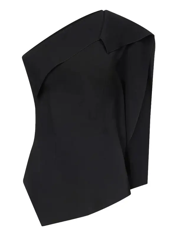 FFORME One-shoulder Draped Top - Black