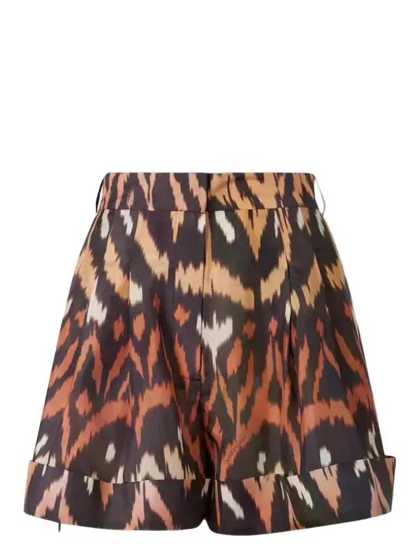 Zimmermann Ikat Print Silk Shorts - Brown