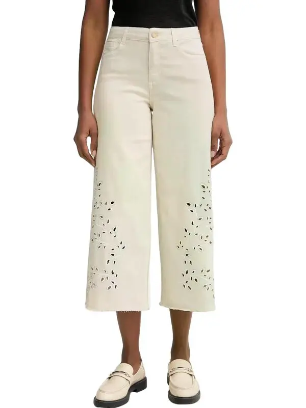 Joseph Ribkoff Broderie Anglaise Cropped Jeans - Neutrals