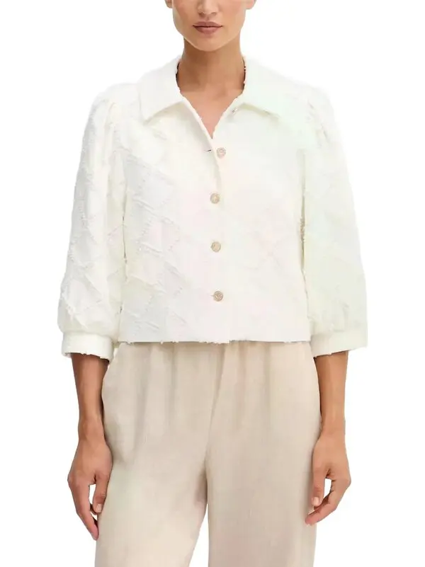 Joseph Ribkoff Textured Diamond-pattern Jacket - White