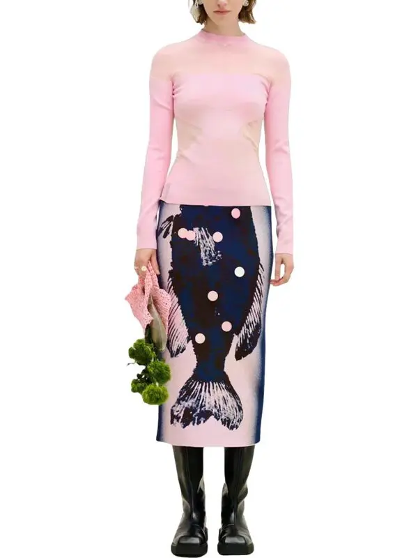 Ph5 Sheer-panel Long-sleeve Sweater - Pink