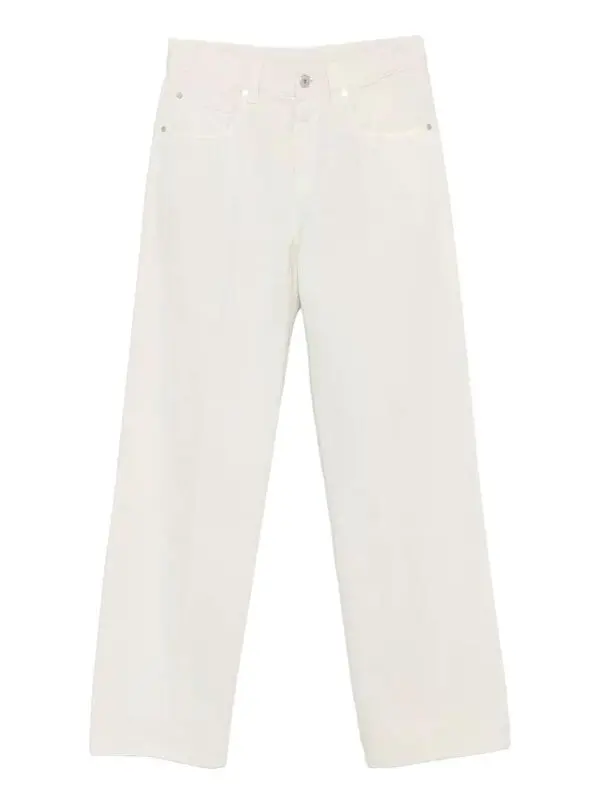 Brunello Cucinelli Beige Cotton Pressed Crease Wide Leg Jeans - Neutrals