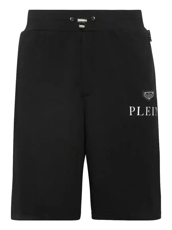 Philipp Plein Logo Plaque Drawstring Shorts - Black