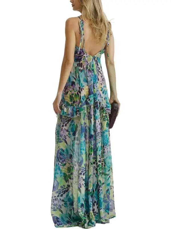 CUANNA Luna Floral Print Maxi Dress - Blue