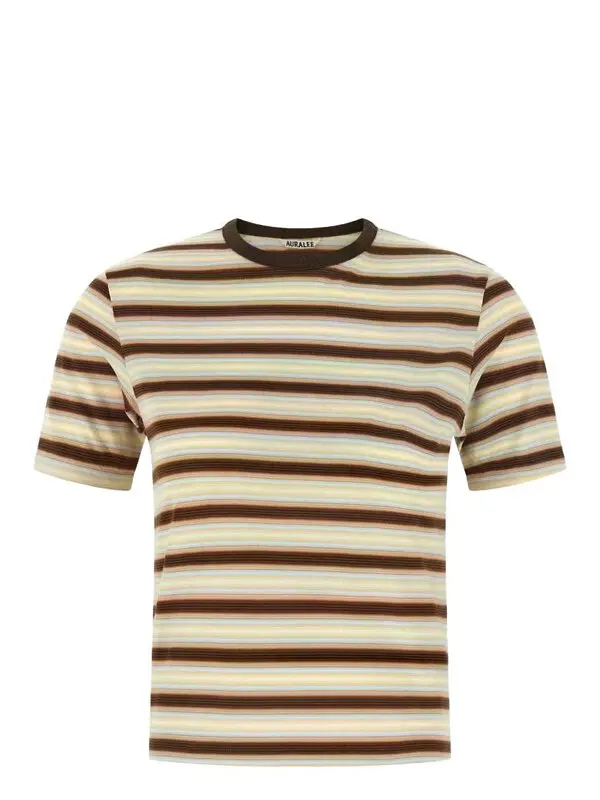Auralee Gradient Striped T-shirt - Brown