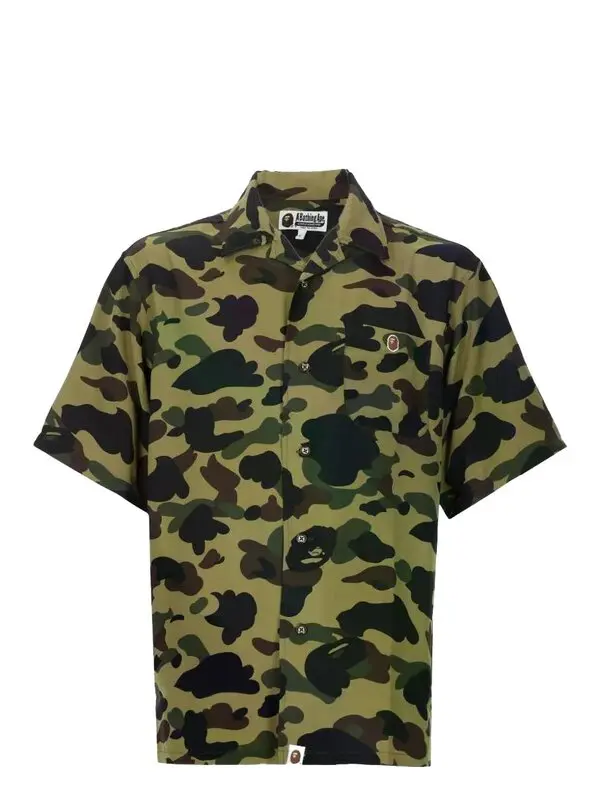 A BATHING APE Abc Camo-print Short-sleeve Shirt - Green