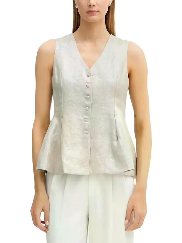 Joseph Ribkoff Metallic-effect Peplum Top - Neutrals