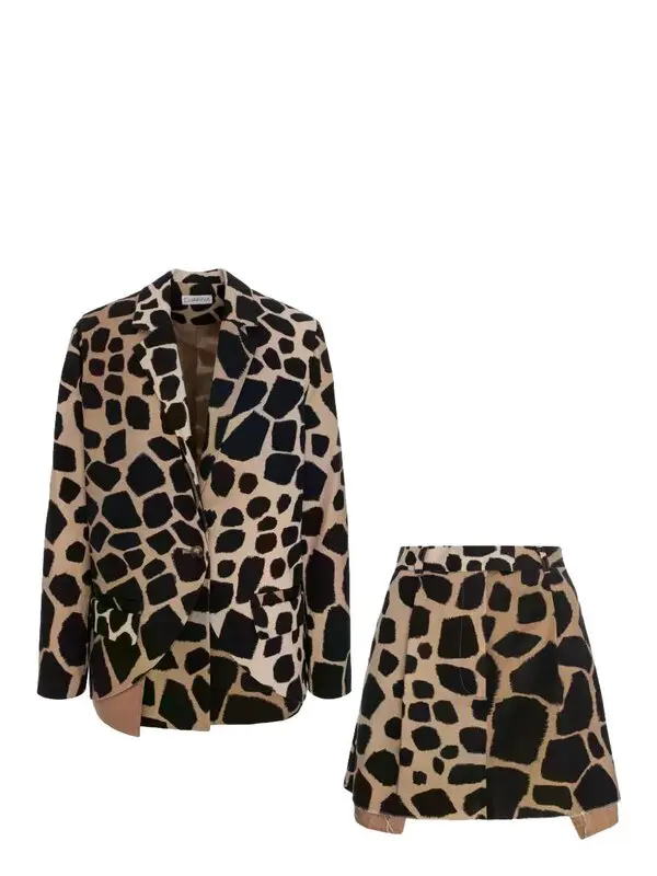 CUANNA Giraffe Print Blazer And Shorts Set - Neutrals