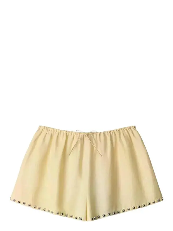 Staud Stáud Linen Shorts With Stud Embellishment - Neutrals