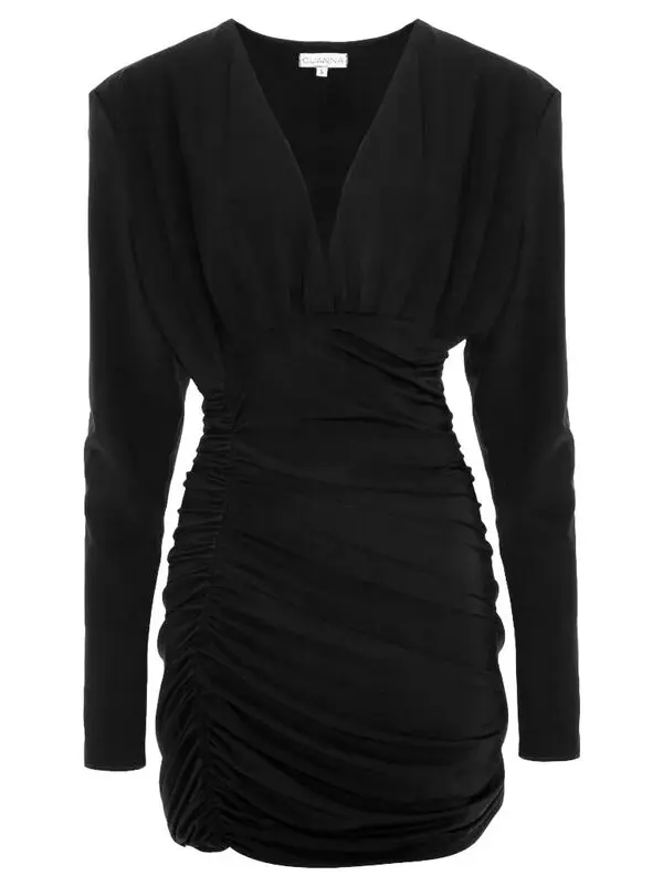 CUANNA Odina Ruched Mini Dress - Black