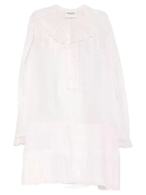 MARANT ETOILE Lenora Broderie Anglaise Ruffled Mini Dress - Pink