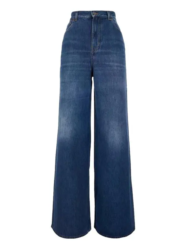 Chloé Logo Patch Wide-leg Jeans - Blue