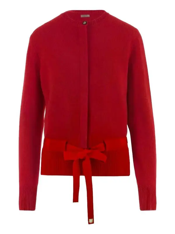 FERRAGAMO Belted Cashmere Cardigan - Red
