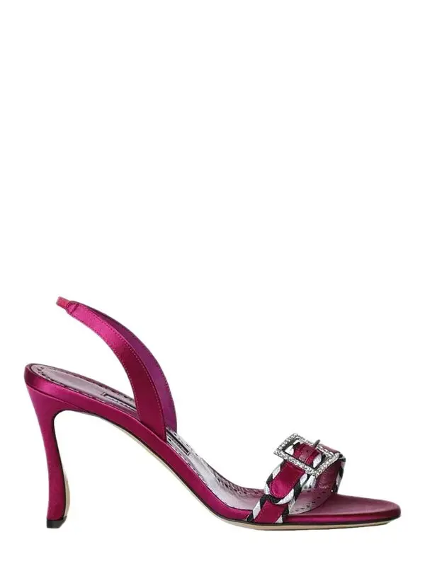 Manolo Blahnik Crystal-buckle Slingback Sandals - Pink