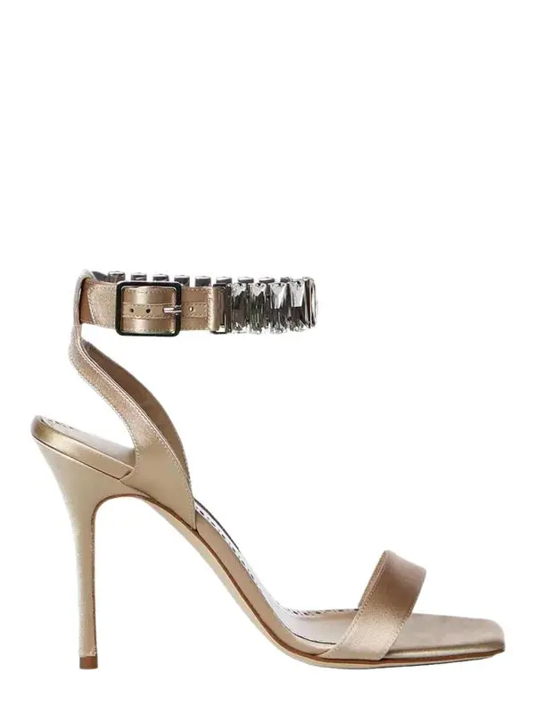 Manolo Blahnik Bayosan Crystal-embellished Buckle-fastening Sandals - Neutrals