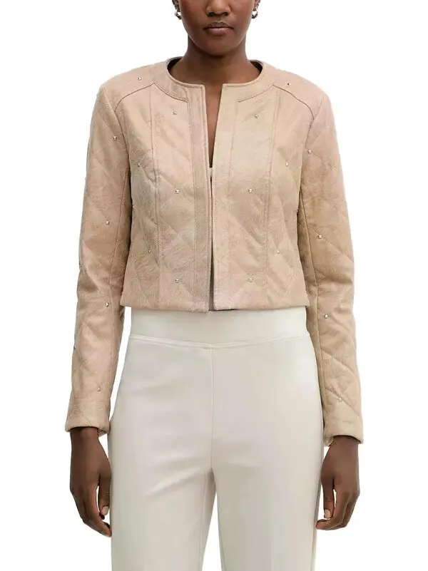 Joseph Ribkoff Quilted Stud Embellished Jacket - Neutrals