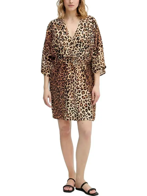 LOLA CASADEMUNT Leopard-print Sequin-embellished Mini Dress - Neutrals