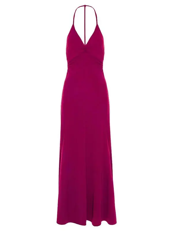 CUANNA Ruched Halterneck Dress - Pink