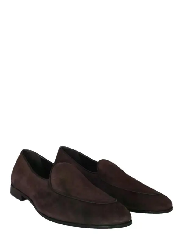 Eleventy Almond-toe Suede Loafers - Brown