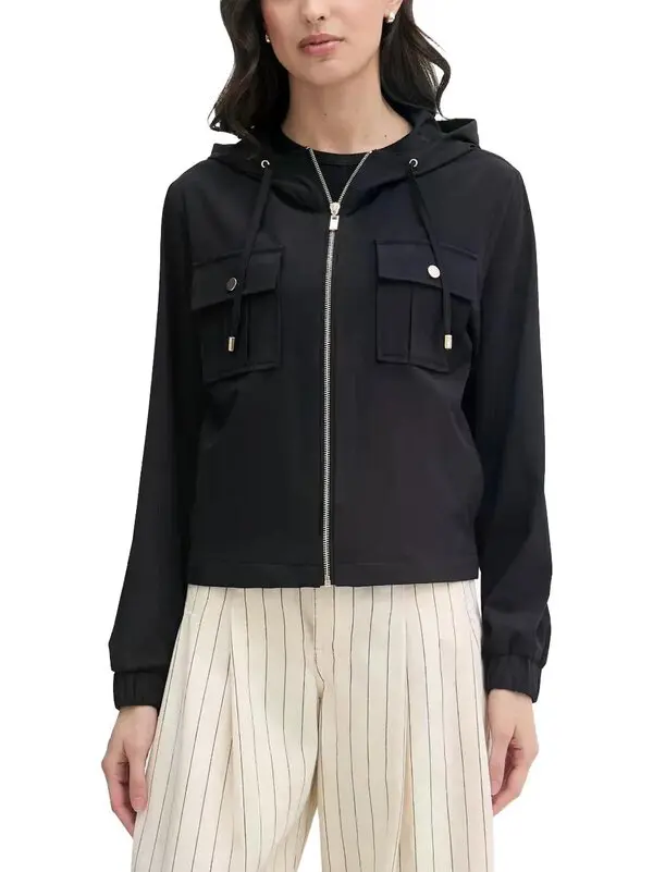 Joseph Ribkoff Hooded Jacket With Flap Pockets - Black