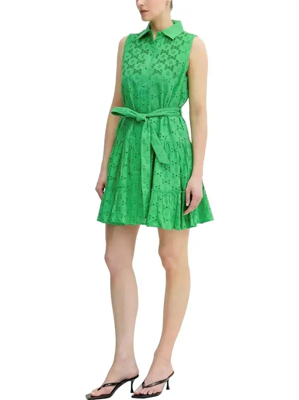 Lola Casademunt Swiss Embroidery Tiered Mini Dress - Green