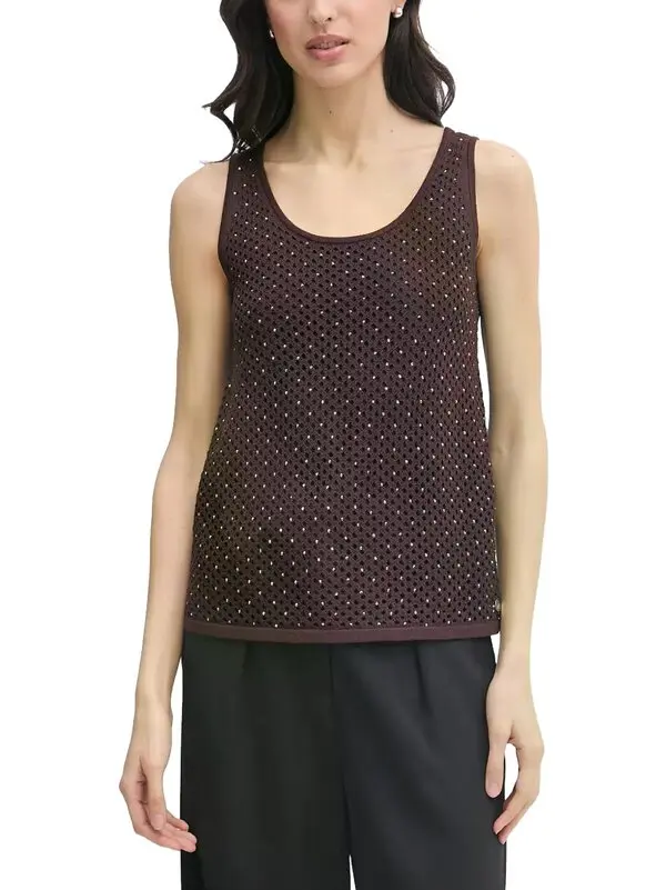 Joseph Ribkoff Open-knit Stud Embellished Tank Top - Brown