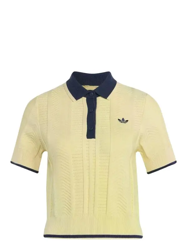 Adidas Chevron-knit Polo Shirt - Yellow